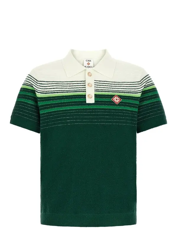 Casablanca Bouclé Stripes' Polo Shirt - Green