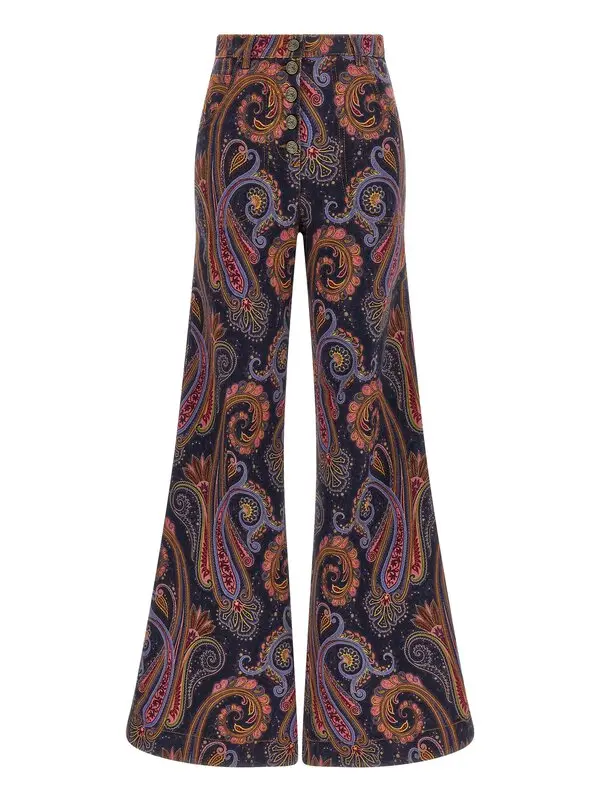 Etro Paisley Printed Flared Jeans - Multicolor
