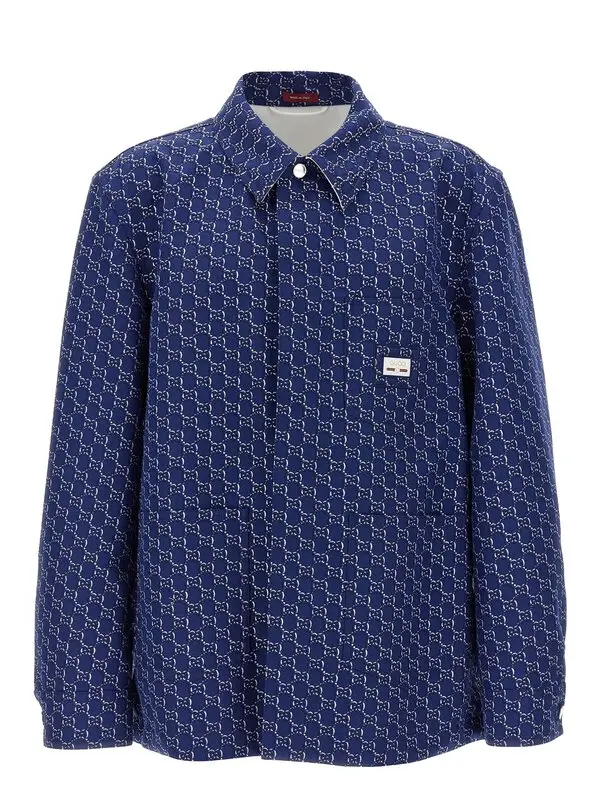 Gucci Gg Shadow Jacquard Cotton Jacket - Blue
