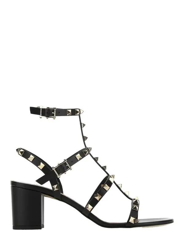 Valentino Garavani Leather Rockstud Sandals - Black