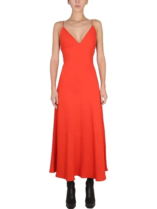 Stella McCartney Maxi V-neck Dress - Red