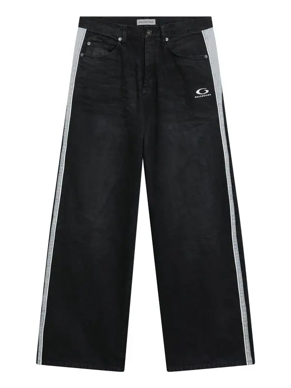 Balenciaga Denim Trousers With Dark And Black Trims - Brown