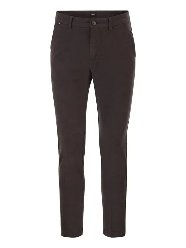 BOSS Slim Fit Stretch Cotton Chino Trousers - Brown