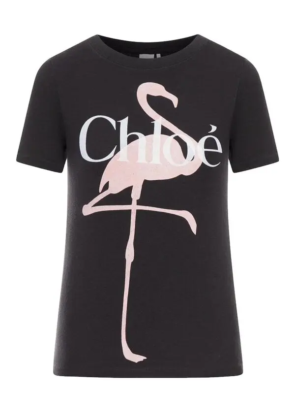 Chloé Logo Cotton Jersey T-shirt - Black