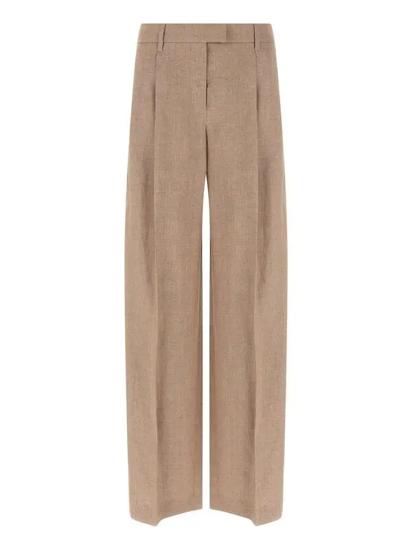 Brunello Cucinelli Sparkling Linen Wide Leg Trousers - Pink