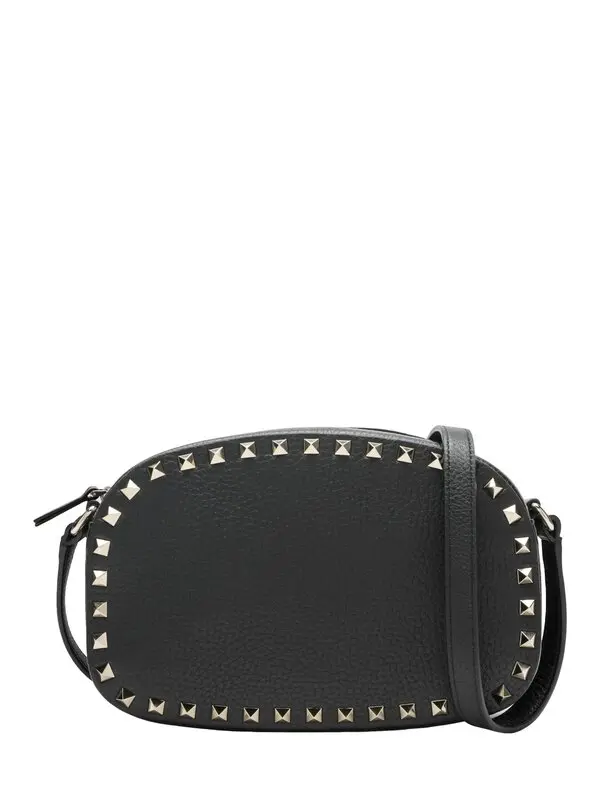 Valentino Garavani Rockstud Leather Camera Cross Body Bag - Black