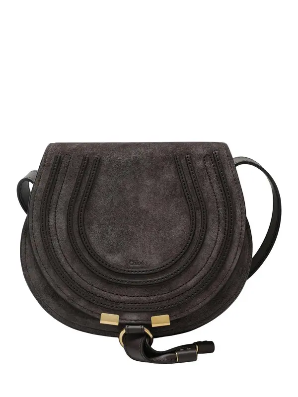 Chloé Saddle Marcie Bag In Kohl Suede - Brown
