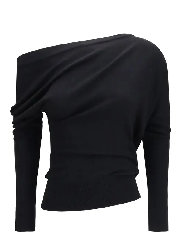 TOM FORD Asymmetric Long Sleeve Sweater - Black