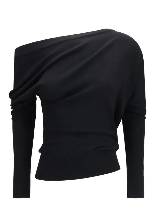 TOM FORD Asymmetric Long Sleeve Sweater - Black