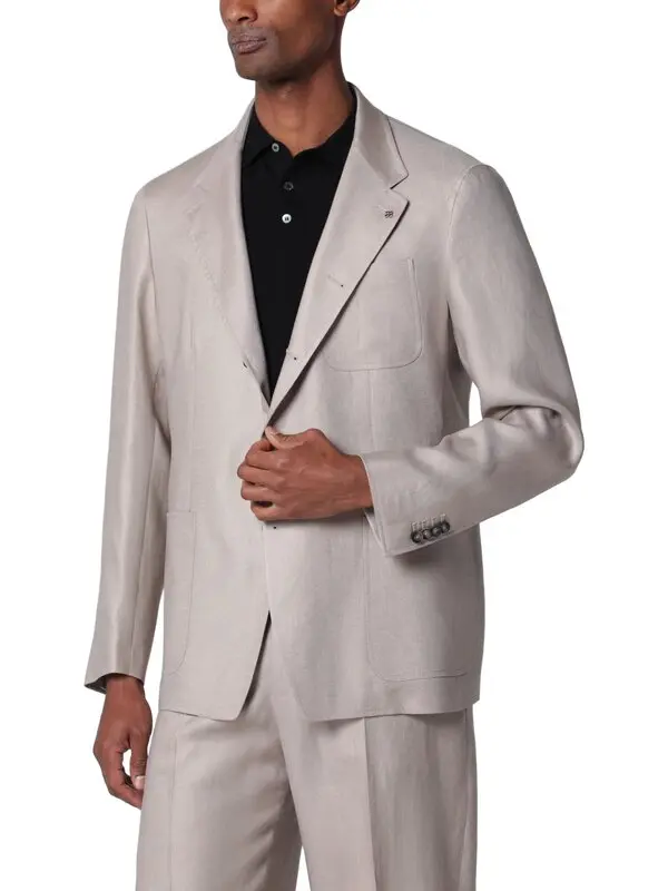 Tagliatore Single-breasted Blazer In Beige Linen - Cream