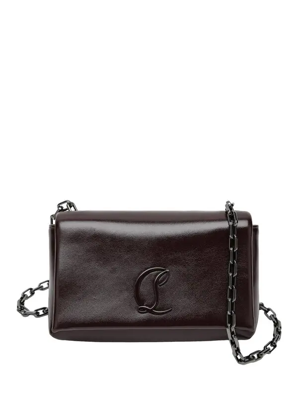 CHRISTIAN LOUBOUTIN Loubi 54 Large Flap Shoulder Bag Burgundy - Black