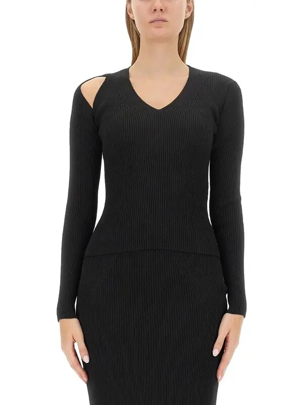 Alexander McQueen Cut Out Knit Top - Black