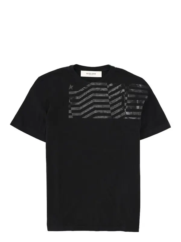 GOLDEN GOOSE Flag Print Cotton T-shirt - Black