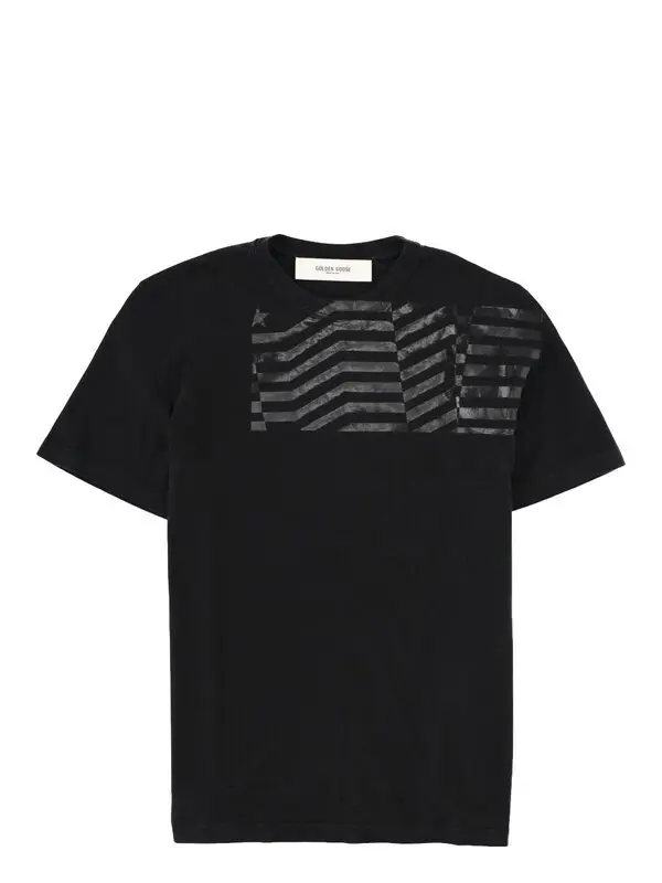 GOLDEN GOOSE Flag Print Cotton T-shirt - Black