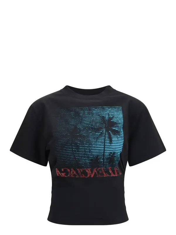 Balenciaga Vintage Holiday Cropped T-shirt - Black
