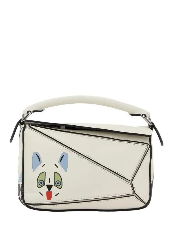 Loewe Leather Mini Puzzle Handbag - White