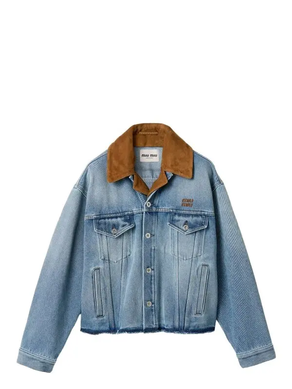 Miu Miu Denim And Leather Blouson Jacket - Multicolor