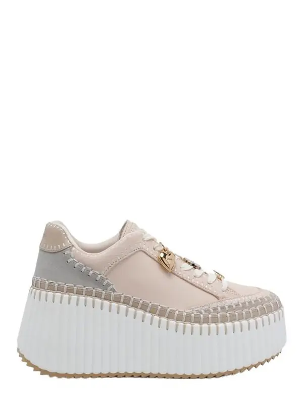 Chloé Leather Whipstitch Platform Sneakers - Cream