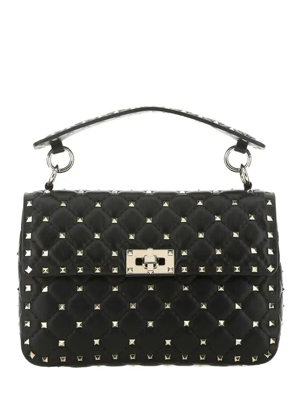 Valentino Garavani Nappa Leather Medium Rockstud Spike Handbag - Black