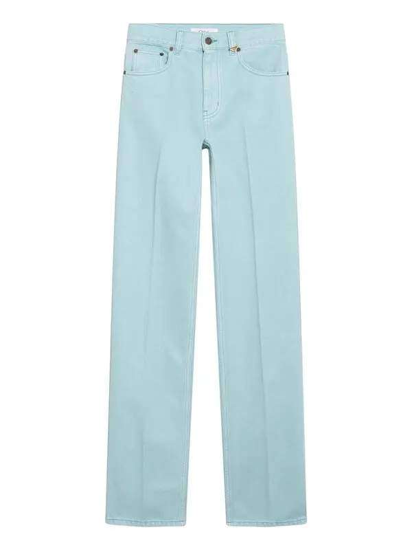 Chloé Straight Jeans In Turquoise Organic Cotton Denim - Blue