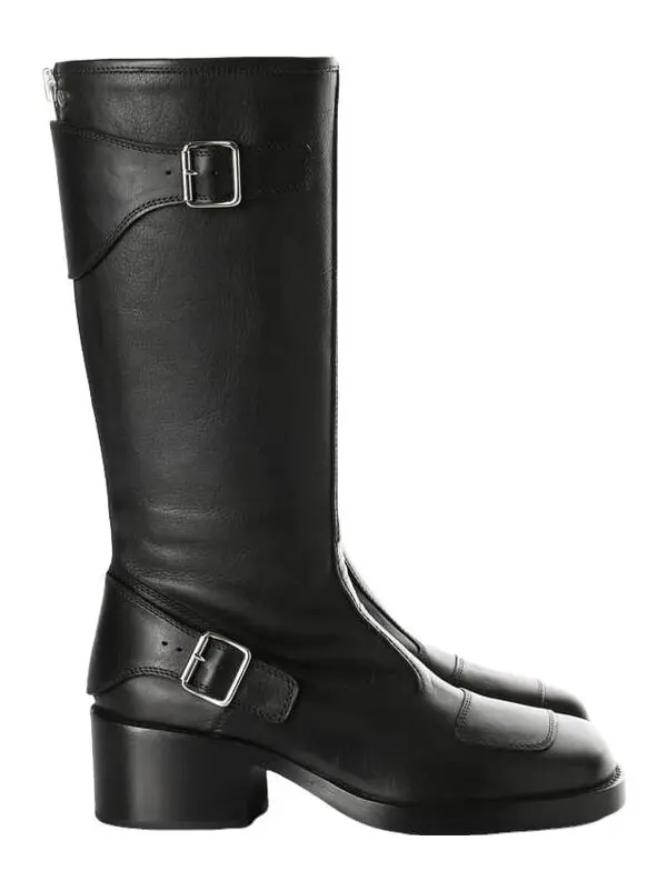 ANN DEMEULEMEESTER Leather Buckled Boots - Black