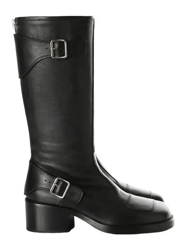 ANN DEMEULEMEESTER Leather Buckled Boots - Black