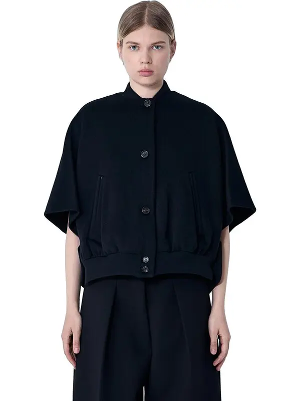 Max Mara Cashmere Cropped Sleeve Jacket - Black