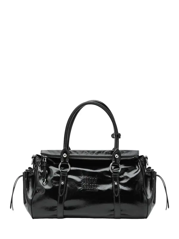 Miu Miu Glossy Leather Top-handle Bag - Black
