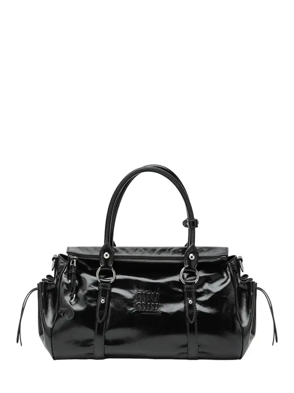 Miu Miu Glossy Leather Top-handle Bag - Black