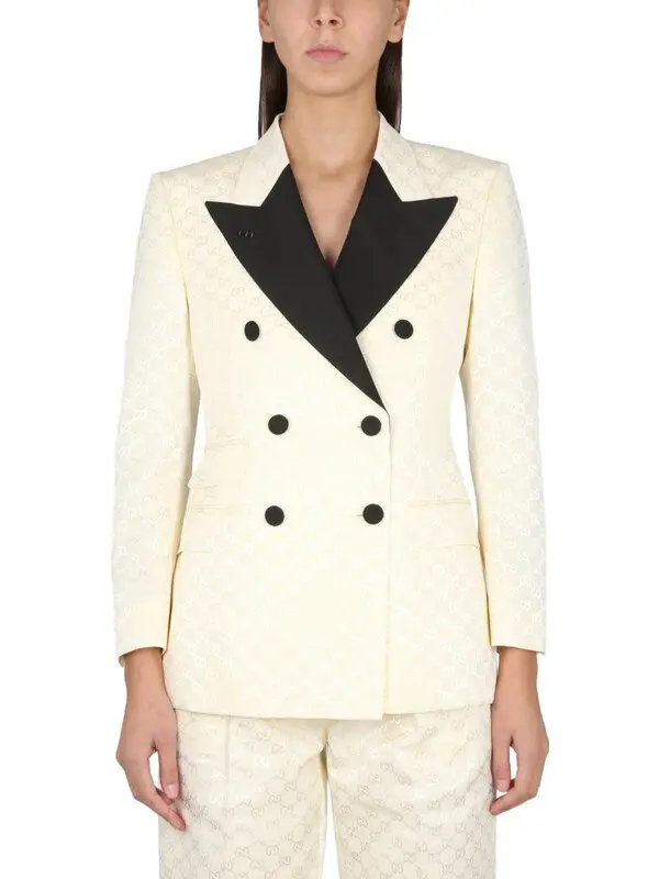 Gucci Cotton Gg Monogram Jacket - Cream