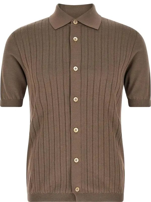 Brunello Cucinelli Operated Ribbed Shirt - Brown
