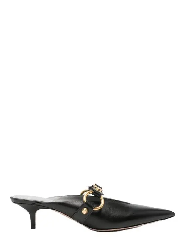 Balenciaga Leather Kitten Heel Mules - Black