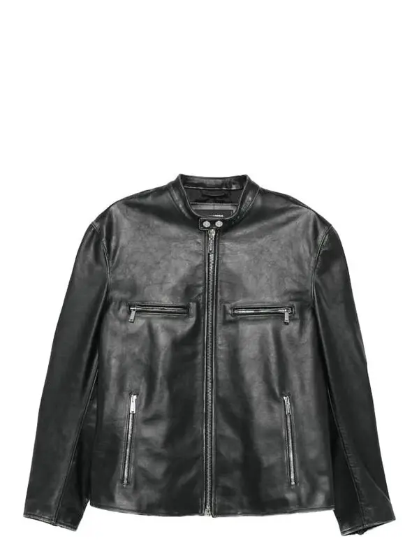 Dsquared2 Leather Zip Fastening Jacket - Black