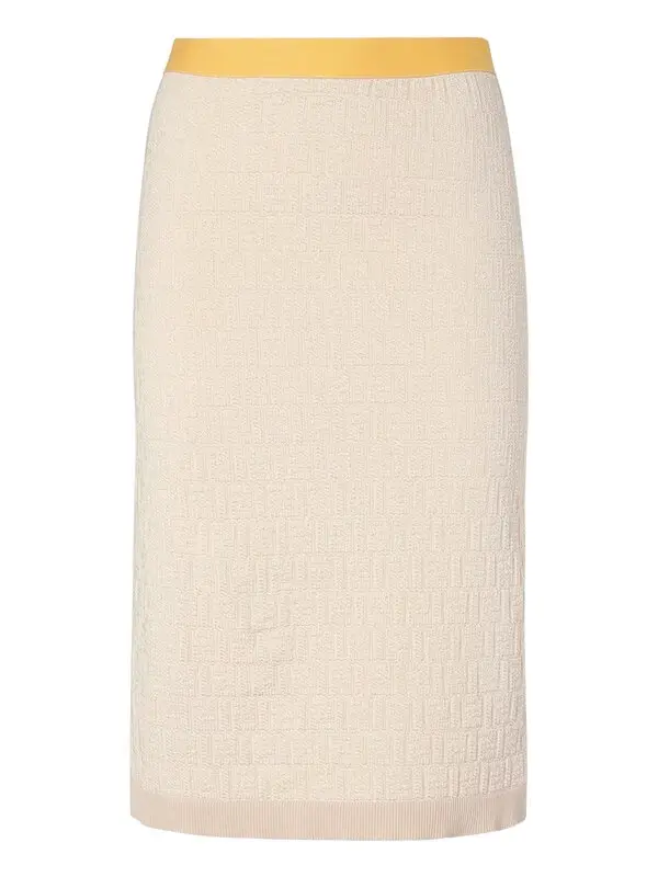 Fendi Light Beige Cotton And Silk Skirt - Yellow