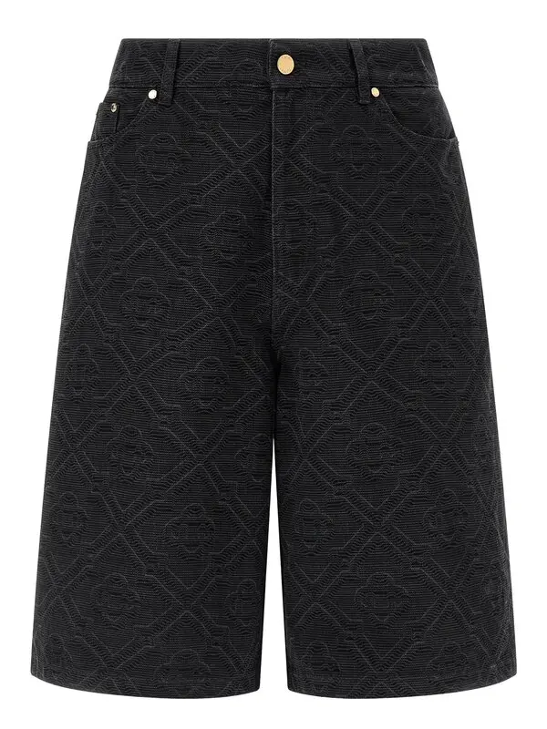 Casablanca Laser Monogram Denim Bermuda Shorts - Black