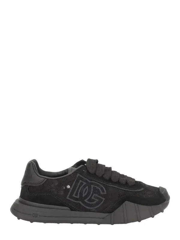Dolce & Gabbana Leather And Lace Sneakers - Black