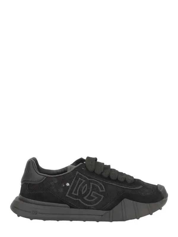 Dolce & Gabbana Leather And Lace Sneakers - Black