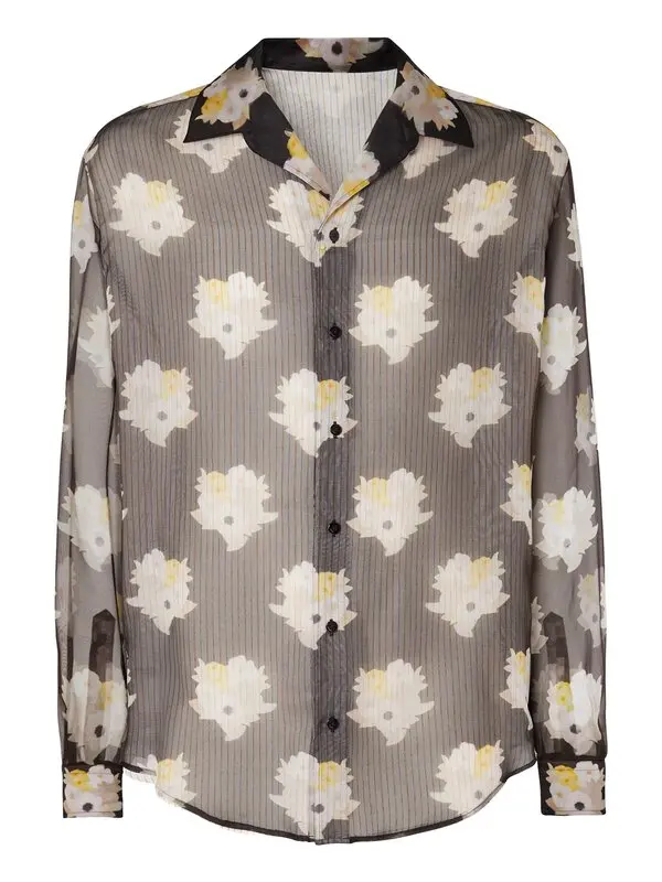 Fendi Printed Organza Shirt - Black