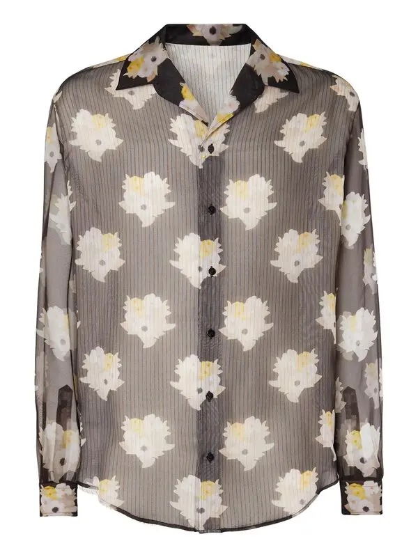 Fendi Printed Organza Shirt - Black