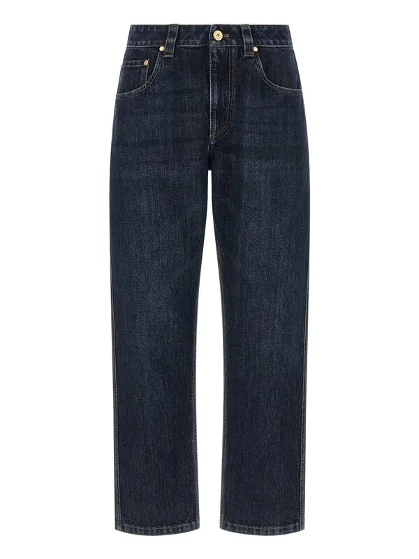Brunello Cucinelli Shiny Bartack Jeans - Blue