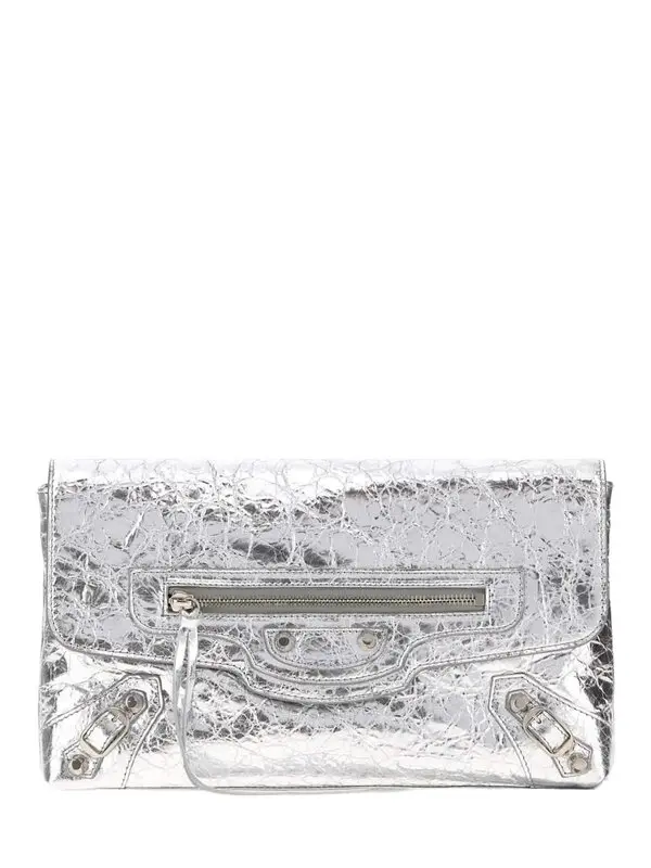 Balenciaga Leather Le City Clutch - Silver