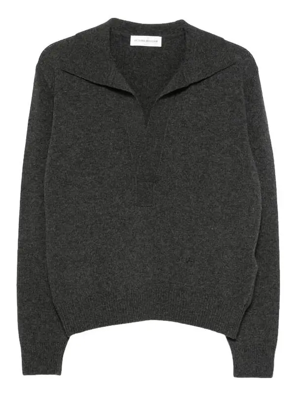 Victoria Beckham Wool-cashmere Spread Collar V-neck Pullover - Gray