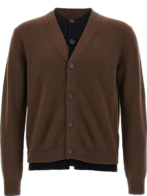 JW Anderson J.w.anderson 'contrast Layered' Cardigan - Brown