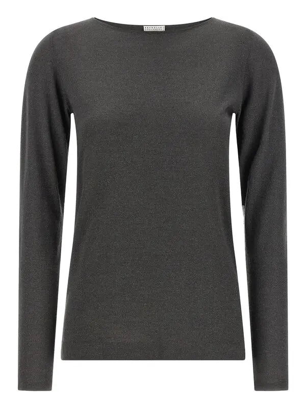Brunello Cucinelli Metallic Knit Pullover - Gray