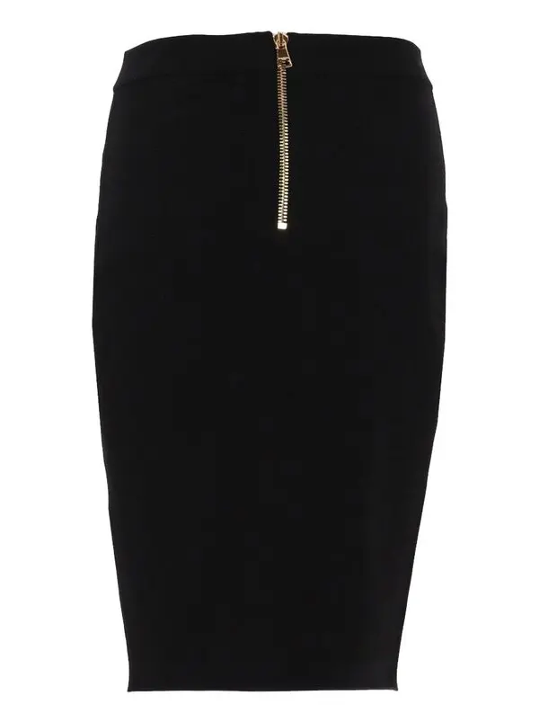 Balmain Midi Skirt With Jewel Buttons - Black