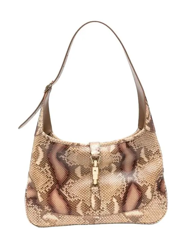 Gucci Python Effect Shoulder Bag - Cream
