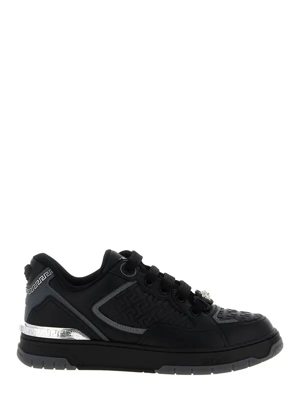 Versace Biggie Basket Leather Sneakers - Black