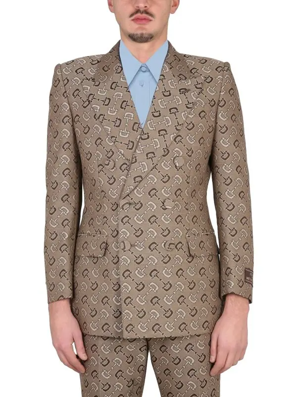 Gucci Maxi Clamp Pattern Cotton Jacket - Brown