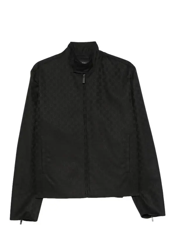 Gucci Gg Pattern Stand-up Collar Lightweight Jacket - Black