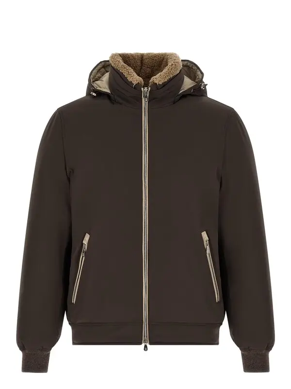 Brunello Cucinelli Detachable Hood Down Jacket - Brown